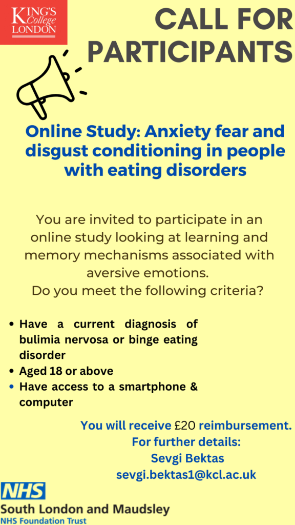 Online Study: Anxiety, fear and disgust conditioning in people with ...